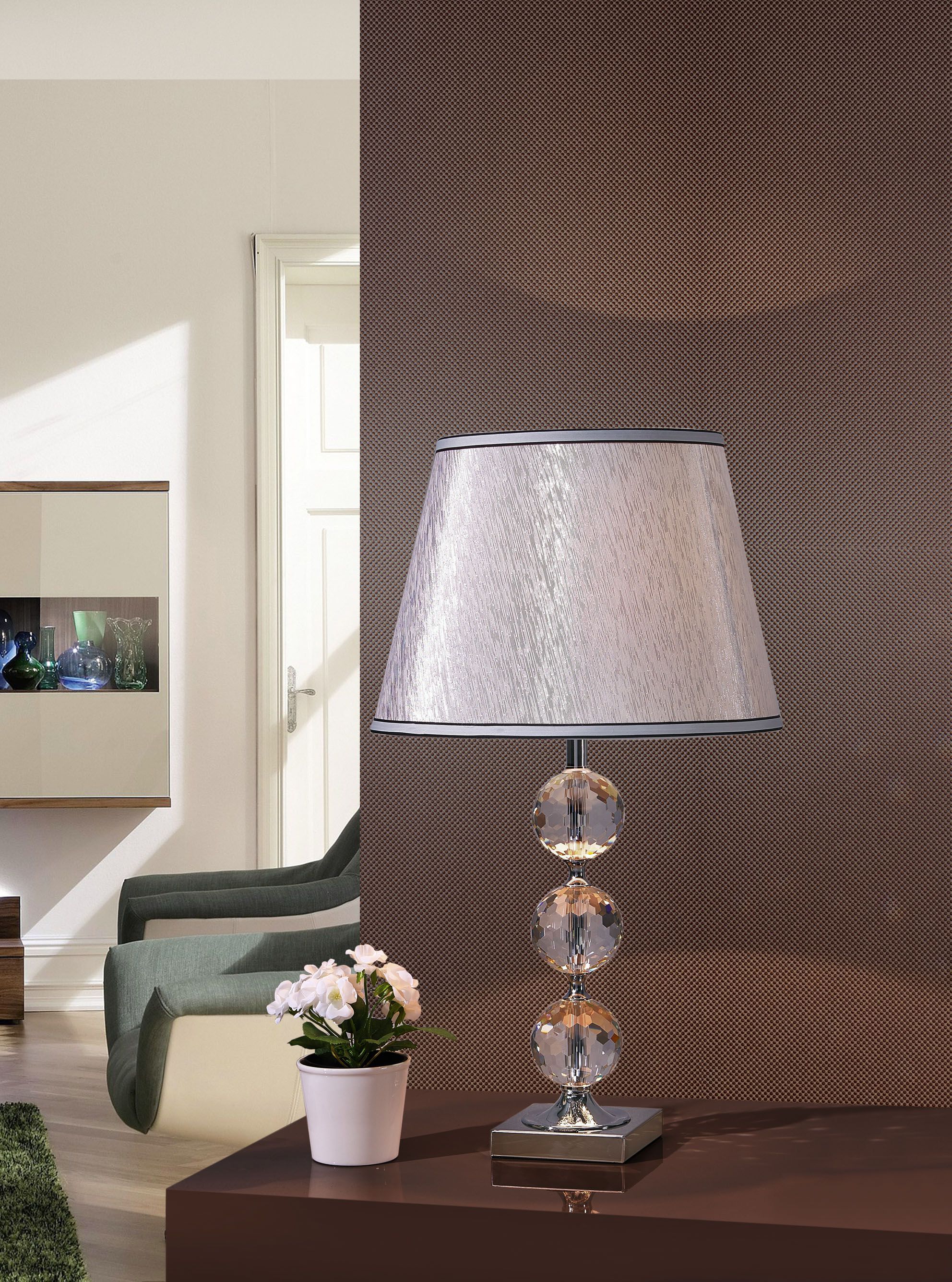 3BELL Crystal and fabric table lamp By K-Lighting
