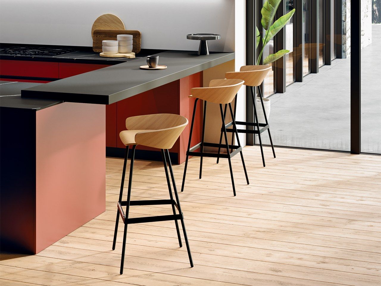 KARL High stool with wooden seat and steel legs By FREZZA | design Luca ...