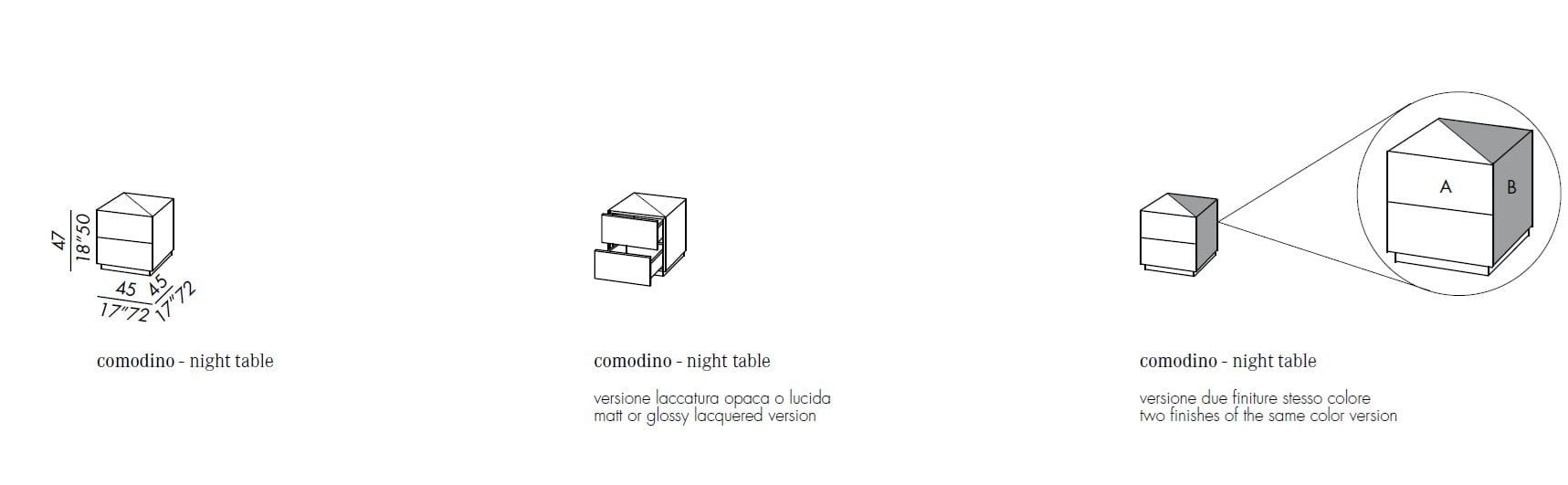 Wooden bedside table with drawers KARL By Meridiani design Andrea Parisio