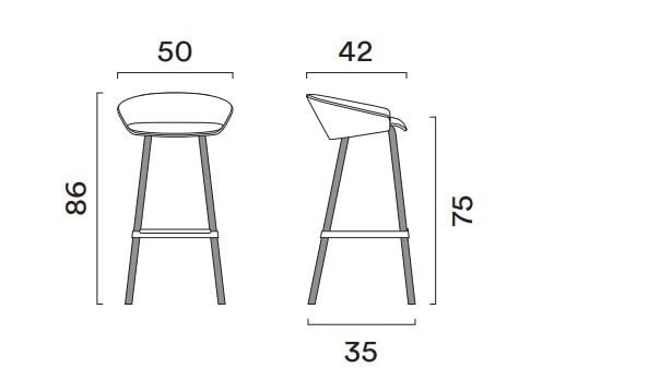 KARL High stool with fabric seat and solid wood legs By FREZZA | design Luca Nichetto