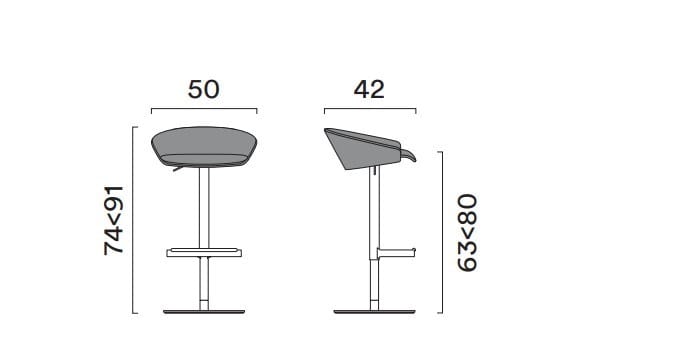 KARL Swivel height-adjustable wood veneer office stool By FREZZA ...
