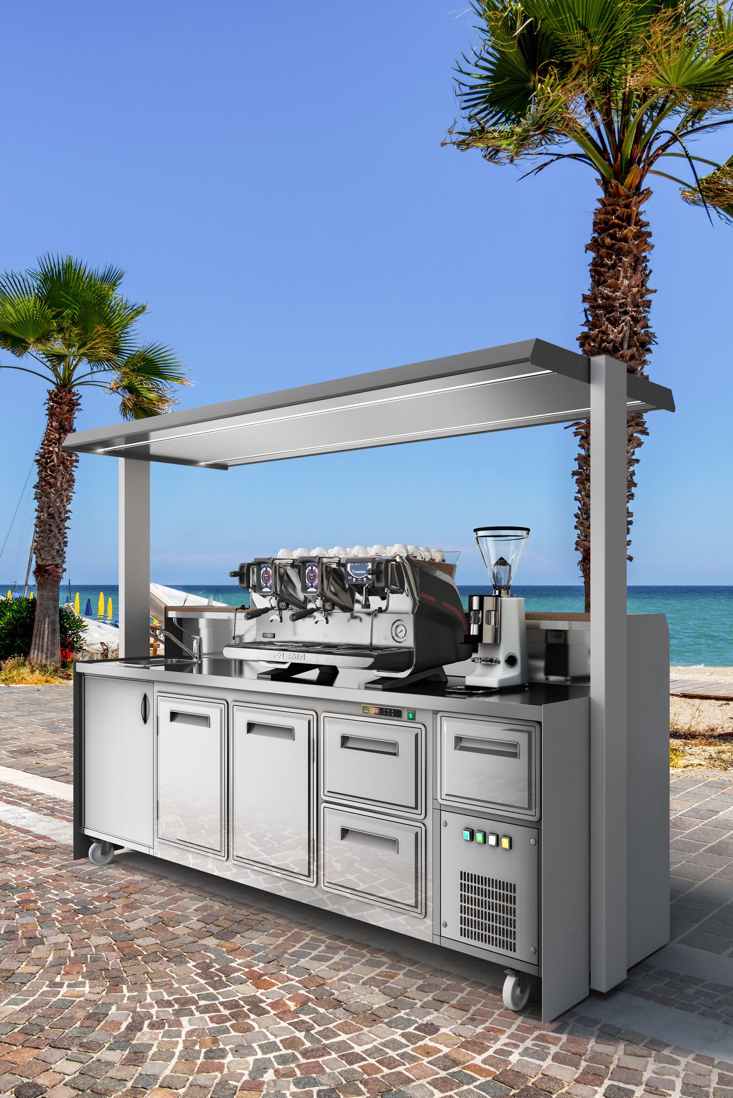KART Outdoor bar counter with castors By Frigomeccanica