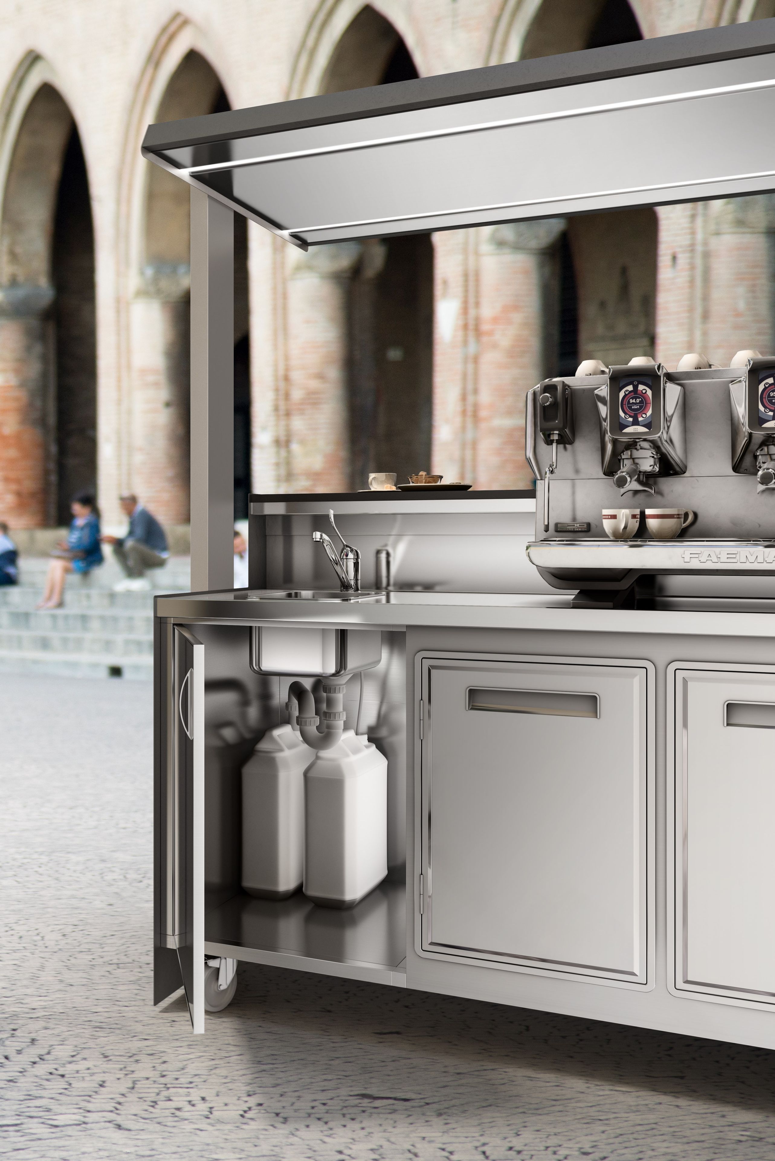 Outdoor bar counter with castors KART By Frigomeccanica