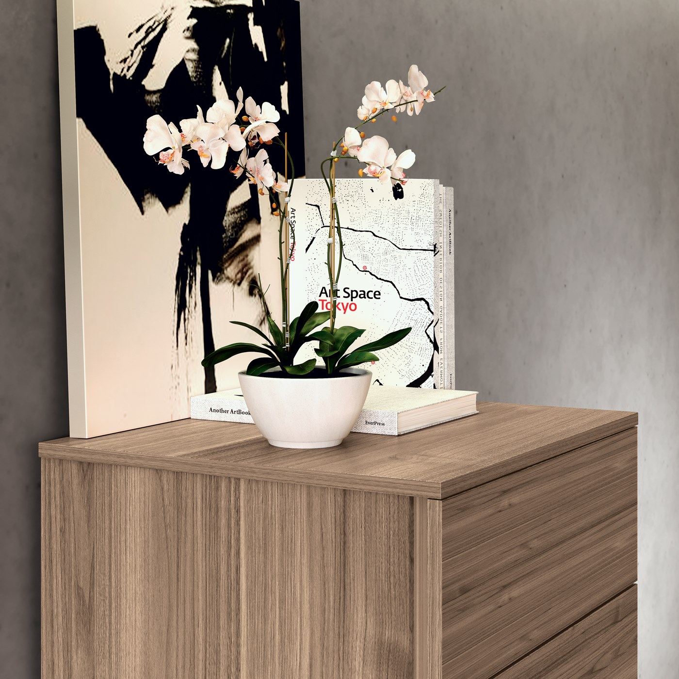 KEITH Rectangular melamine-faced chipboard bedside table with drawers ...