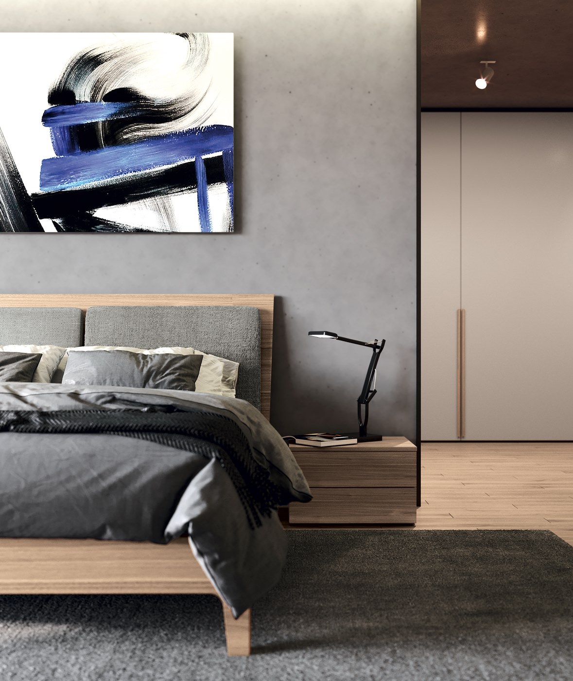 KEITH Rectangular melamine-faced chipboard bedside table with drawers ...
