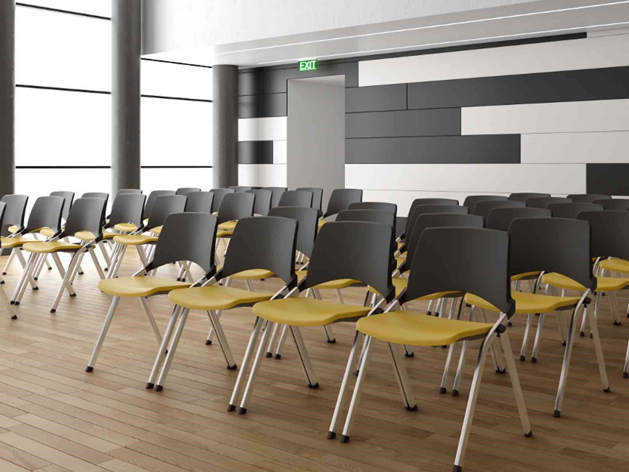 Stackable polypropylene training chair with writing tablet KENDO ...