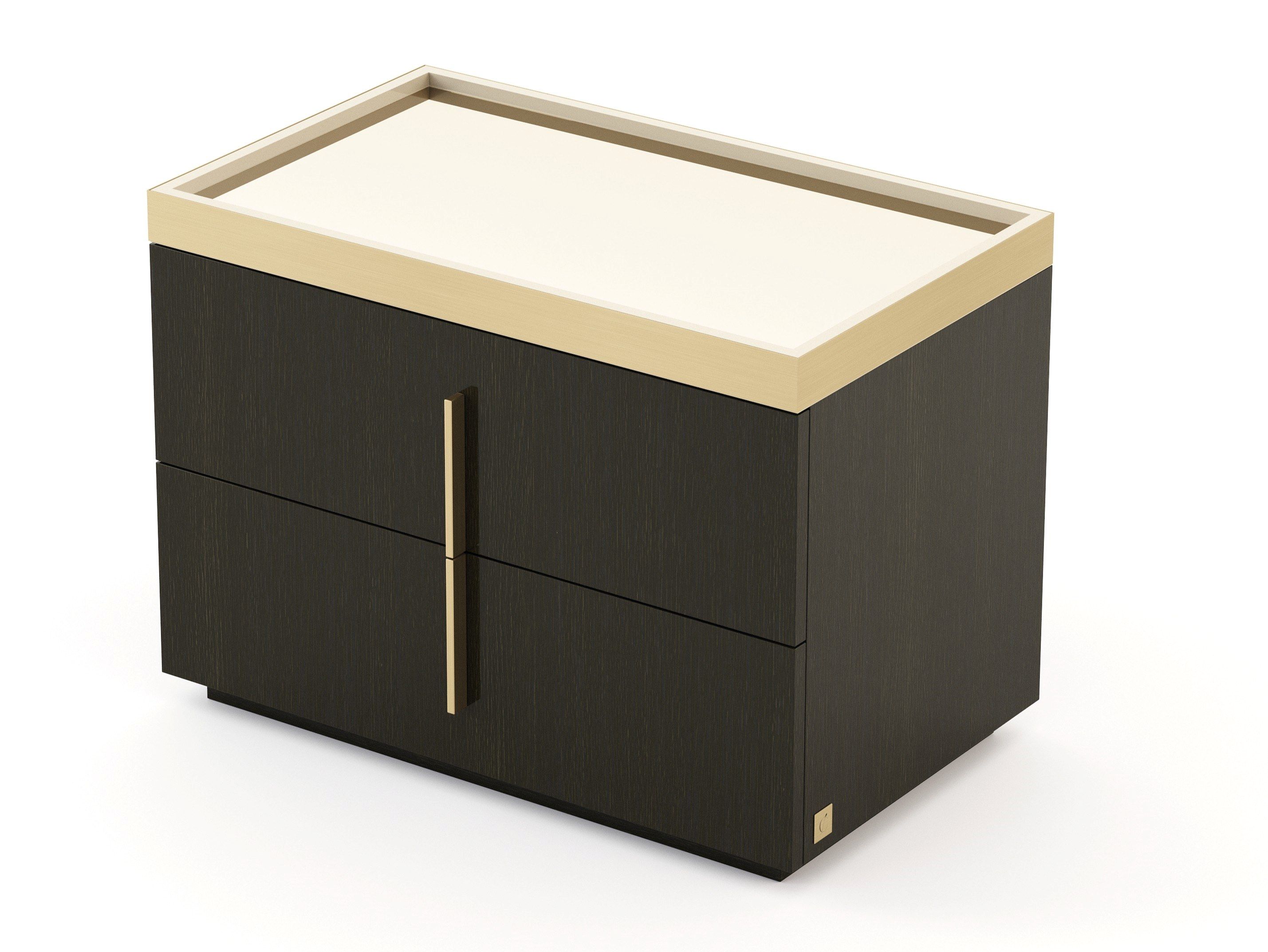 KENSINGTON Rectangular wood veneer bedside table with drawers By ...