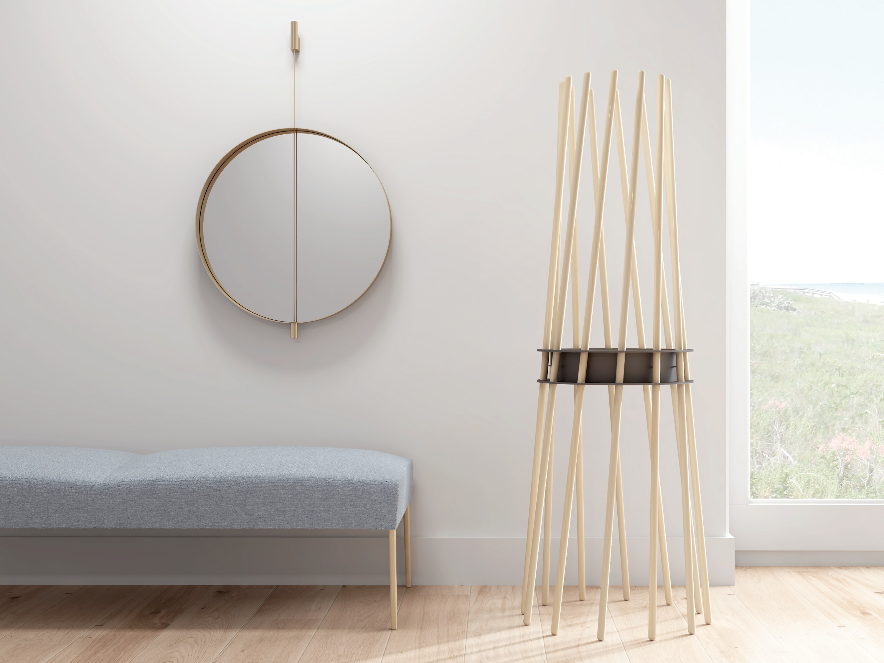 Beech coat stand KER By Systemtronic design Lluïsa Morató