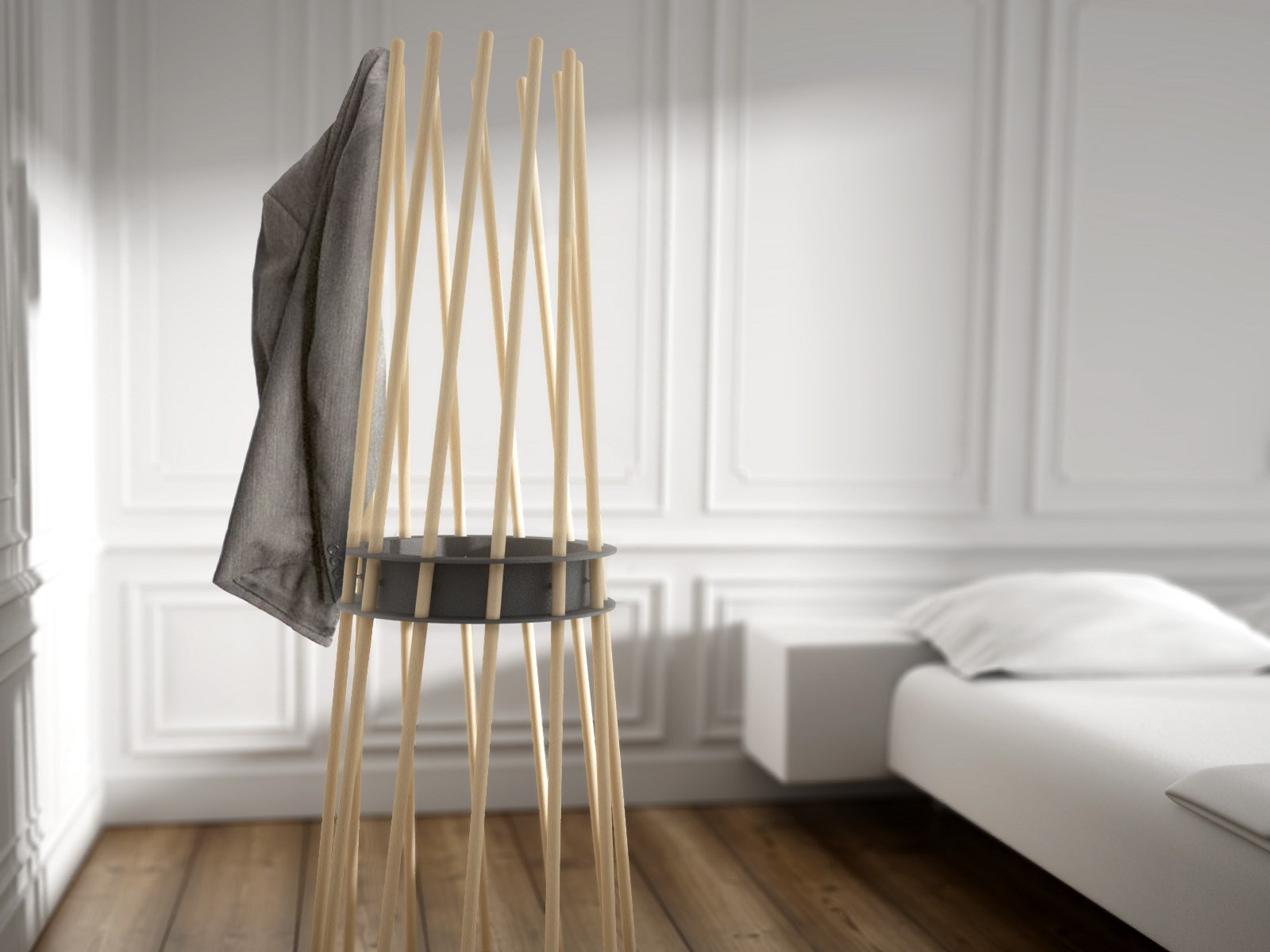 Beech coat stand KER By Systemtronic design Lluïsa Morató