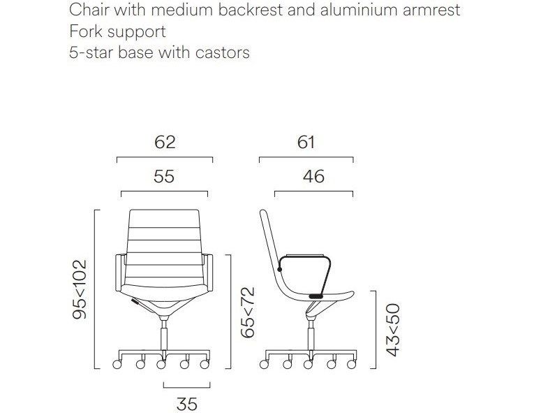 KEY Height-adjustable leather office chair with armrests By FREZZA