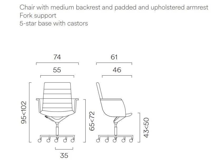 KEY Height-adjustable leather office chair with armrests By FREZZA