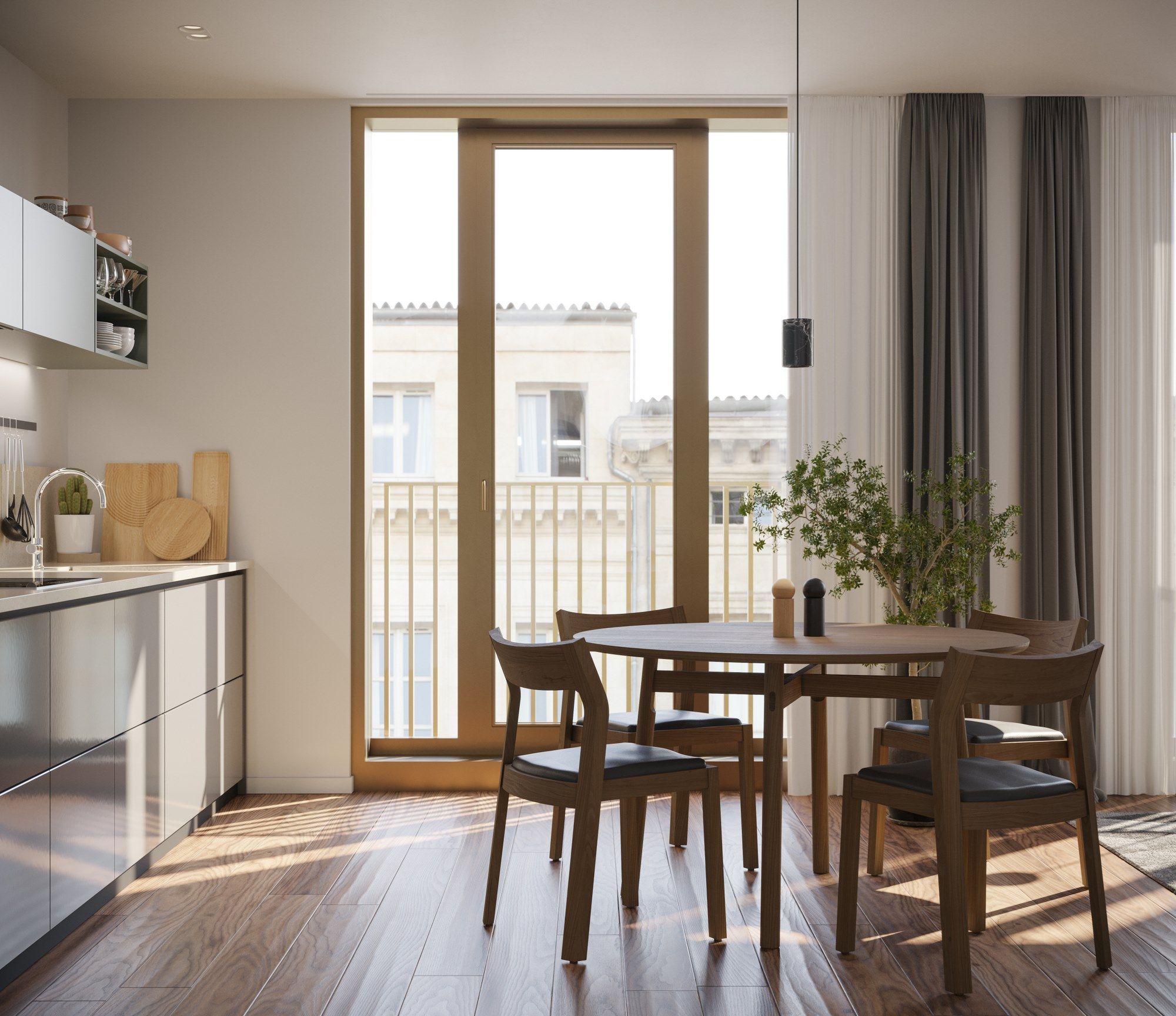 KIGUMI | Walnut table Round walnut table By Case | design Nazanin Kamali