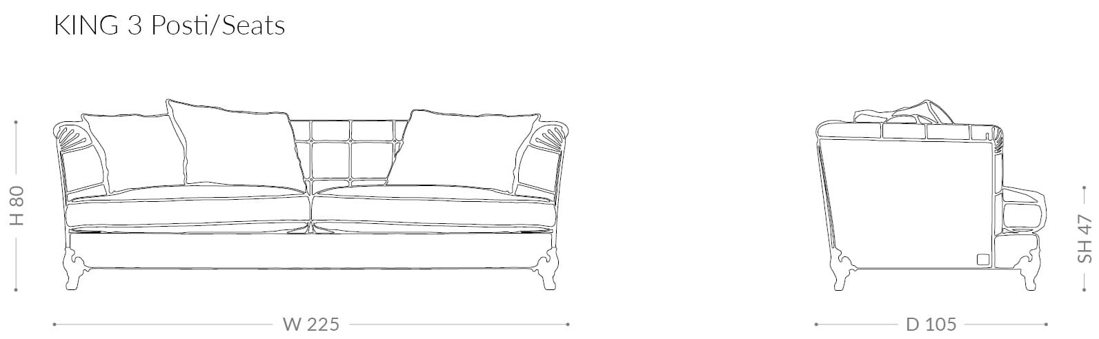 KING Divano in velluto a 3 posti By BRUNO ZAMPA