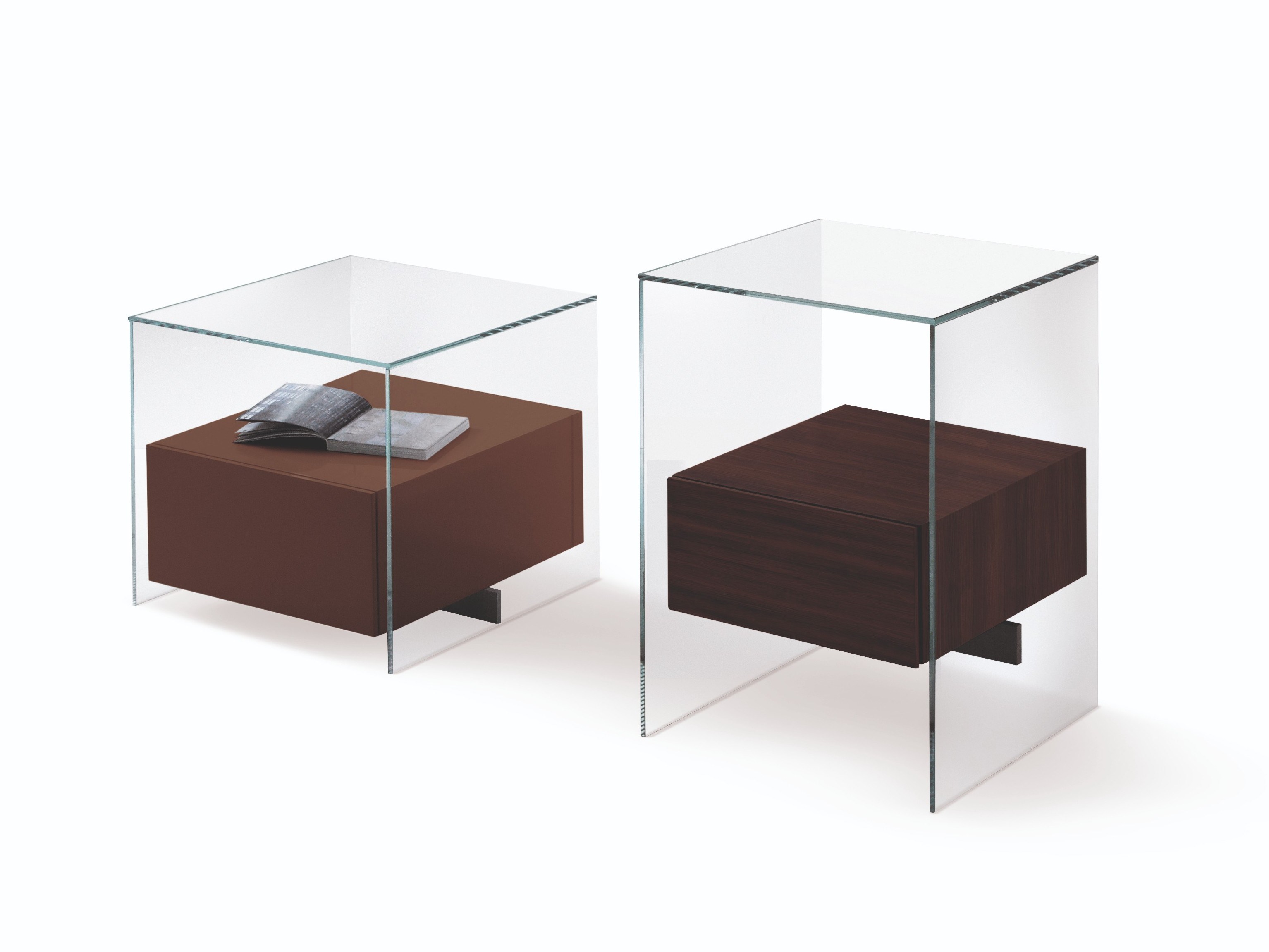 Wood and glass bedside table with drawers KIT By Busnelli design ...