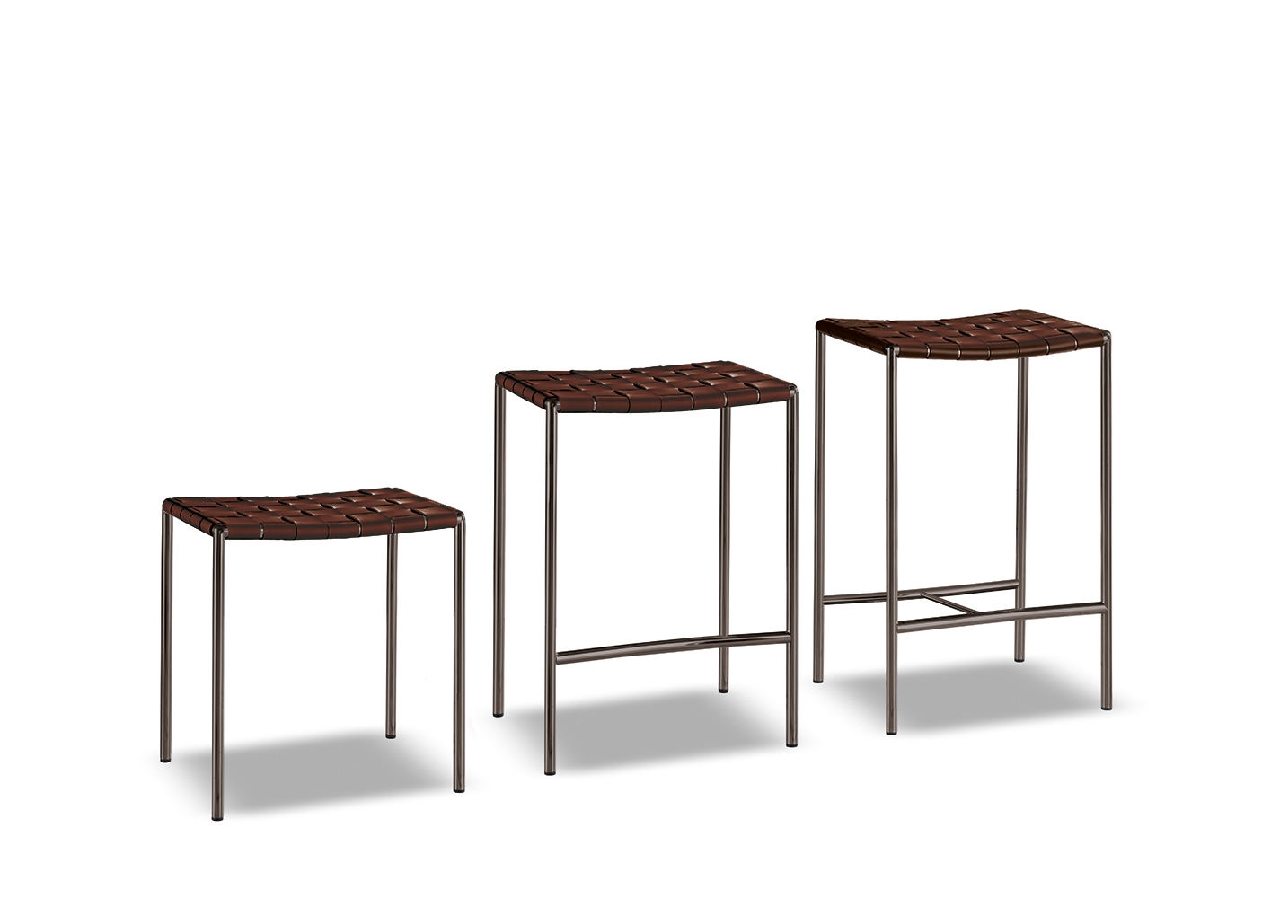 KLASEN STOOL OUTDOOR Outdoor stool in metal and leather straps By ...