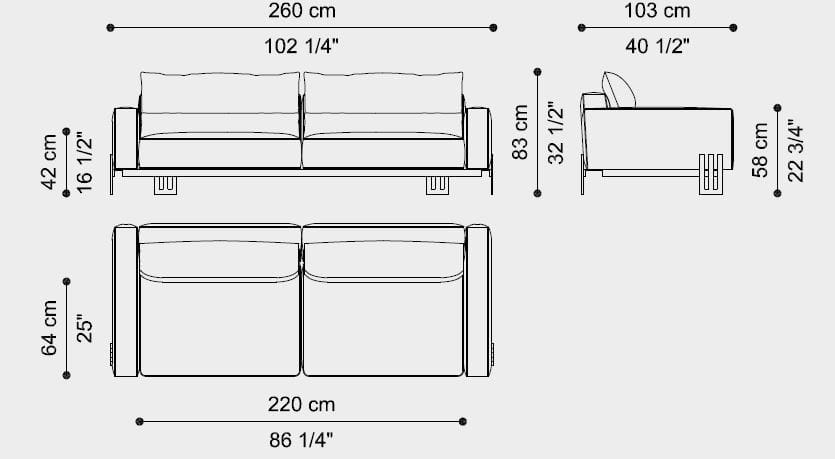 KLEE Sofá de 3 plazas de tela By ETRO Home Interiors