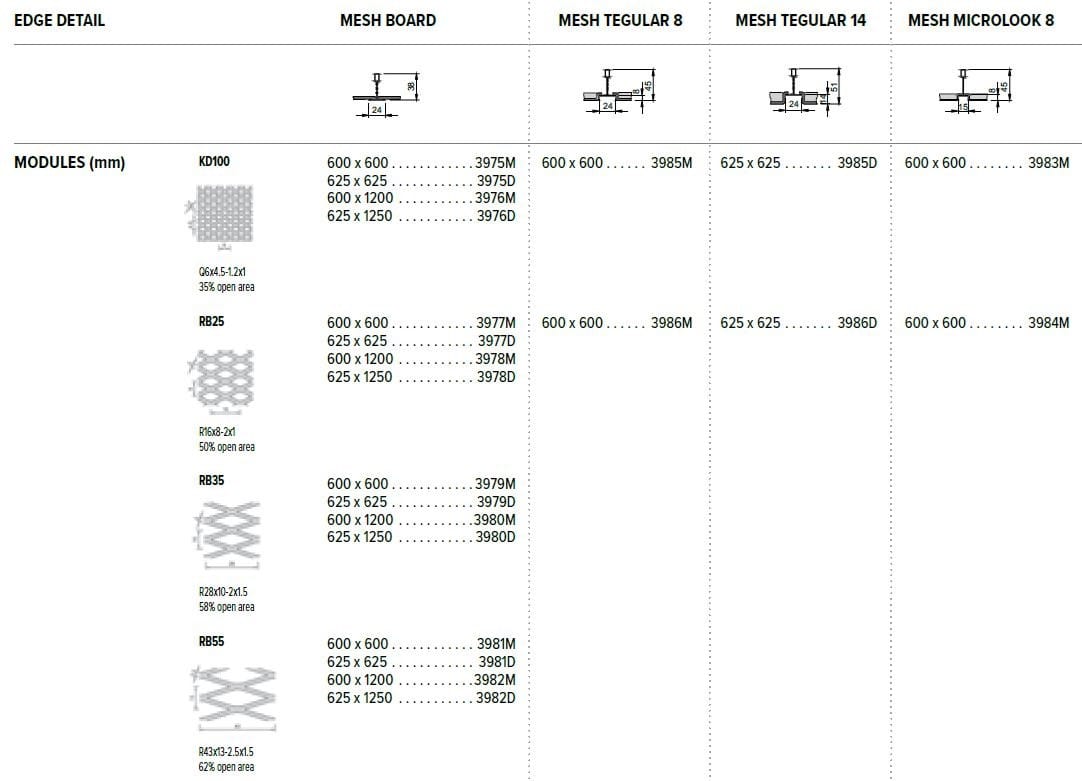 Wire mesh ceiling panels KNAUF ARMSTRONG MESH LAY-IN By Knauf AMF