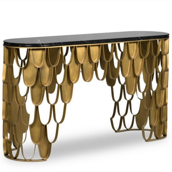 KOI Oval brass console table By BRABBU