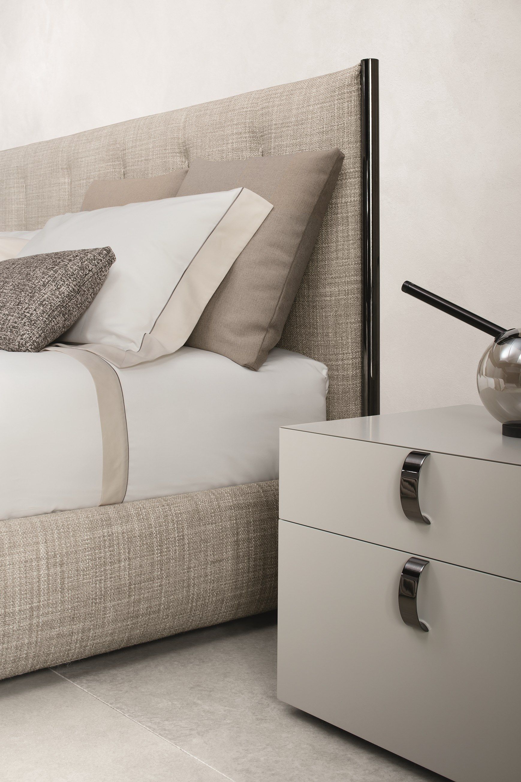 KOI Fabric double bed with high headboard By Flou