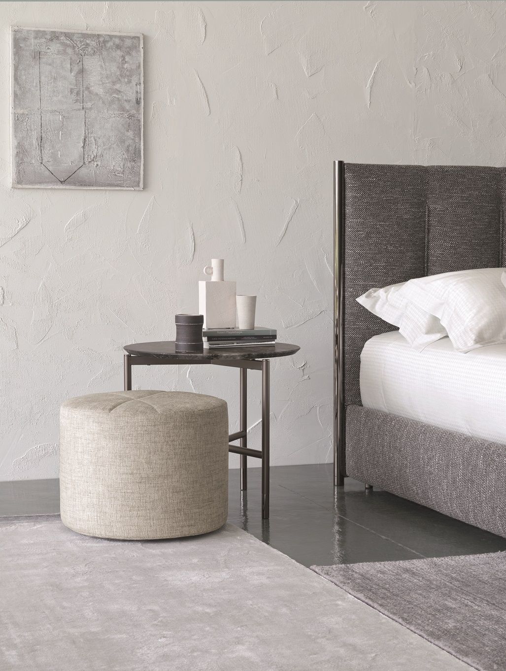 KOI Fabric double bed with high headboard By Flou