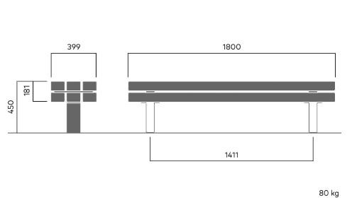 Banc composable modulable en acier et bois KONG By VESTRE