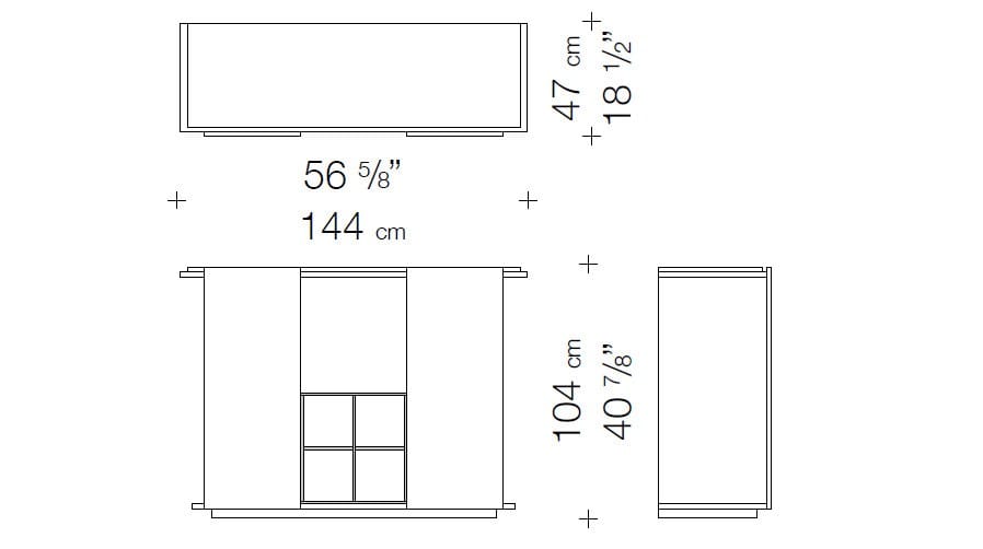 Lacquered solid wood highboard KOS 2 By Garbarino