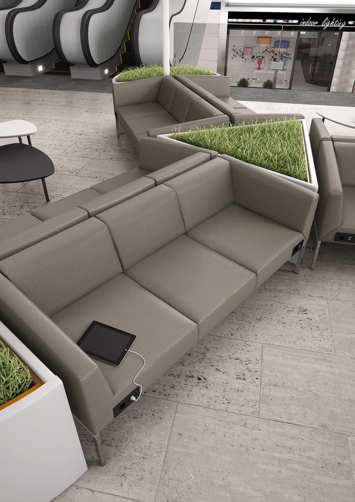 KOS 3 seater fireproof wool sofa with USB socket By Leyform | design ...