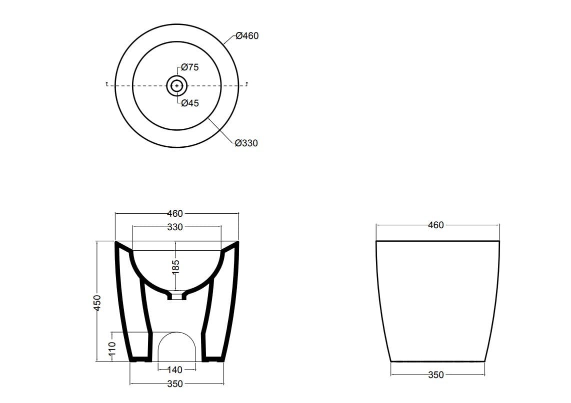 KRACKLITE SEMI FREESTANDING Lavabo rotondo in ceramica By Axa