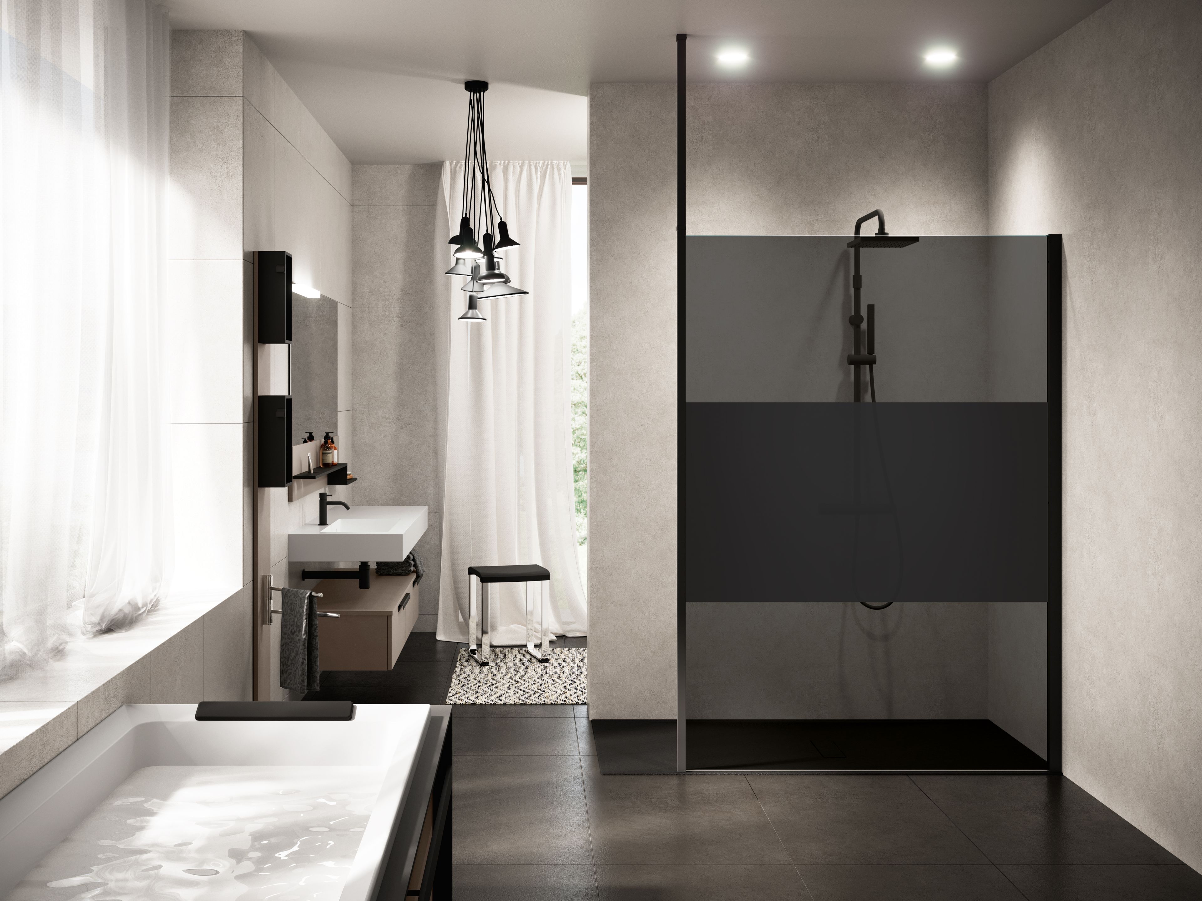 Shower panel KUADRA H FUMÈ By NOVELLINI