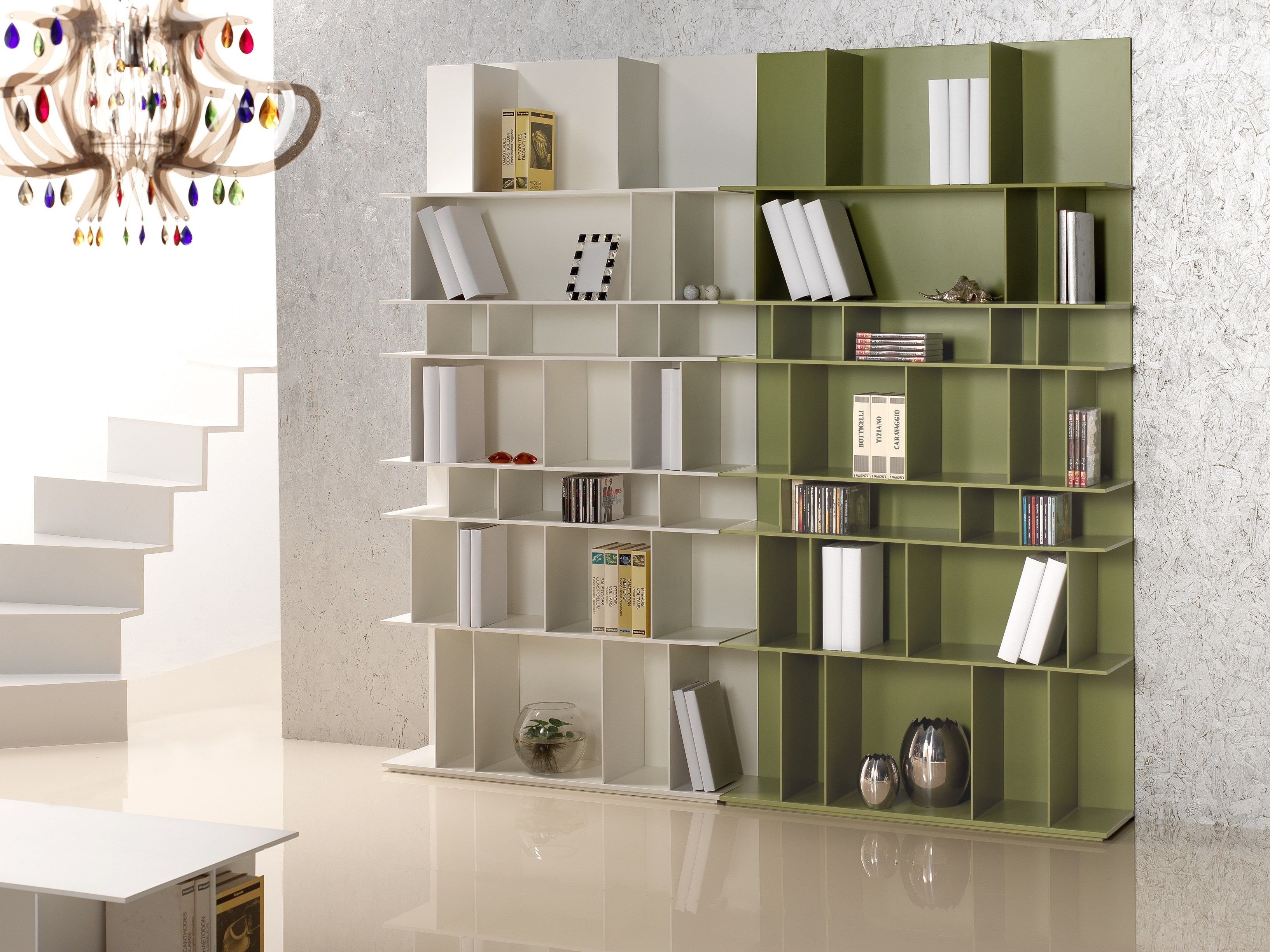Open sectional lacquered MDF bookcase KUBO By IDEAS Group