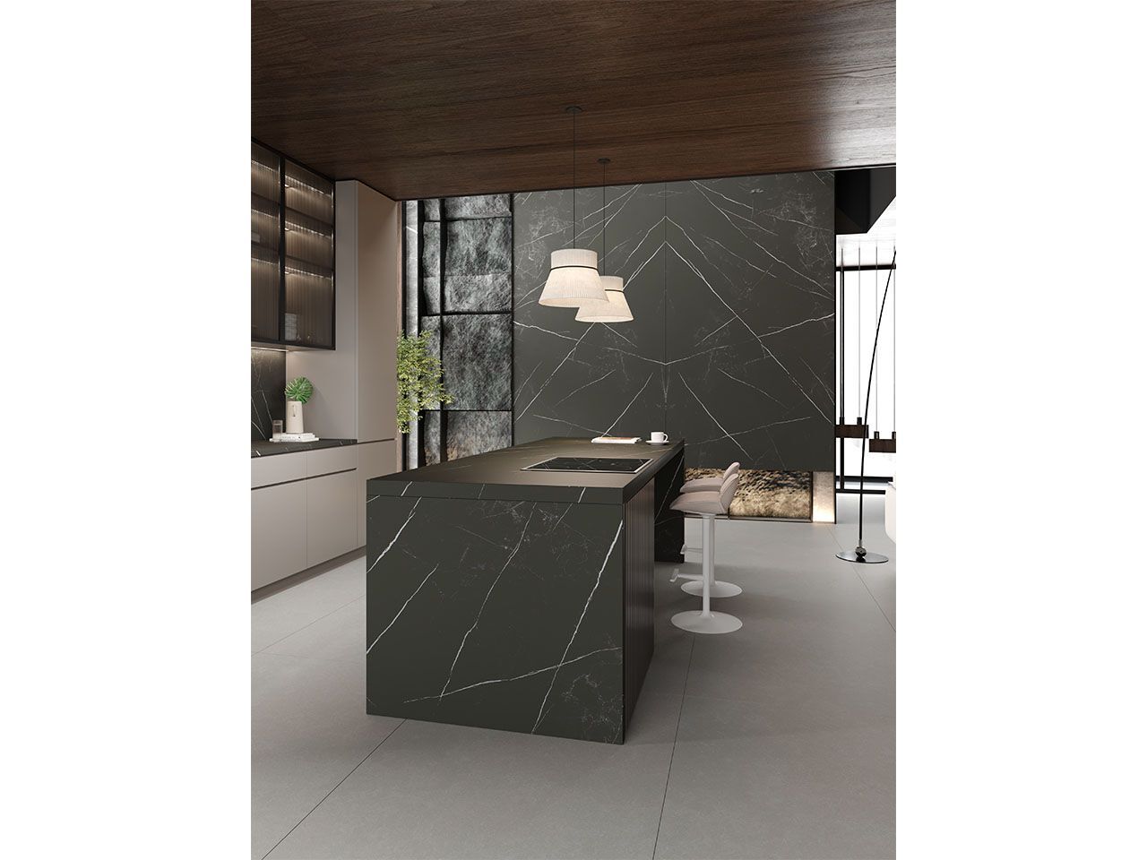 PIETRA NERO OPENBOOK Porcelain stoneware furniture foil / kitchen ...