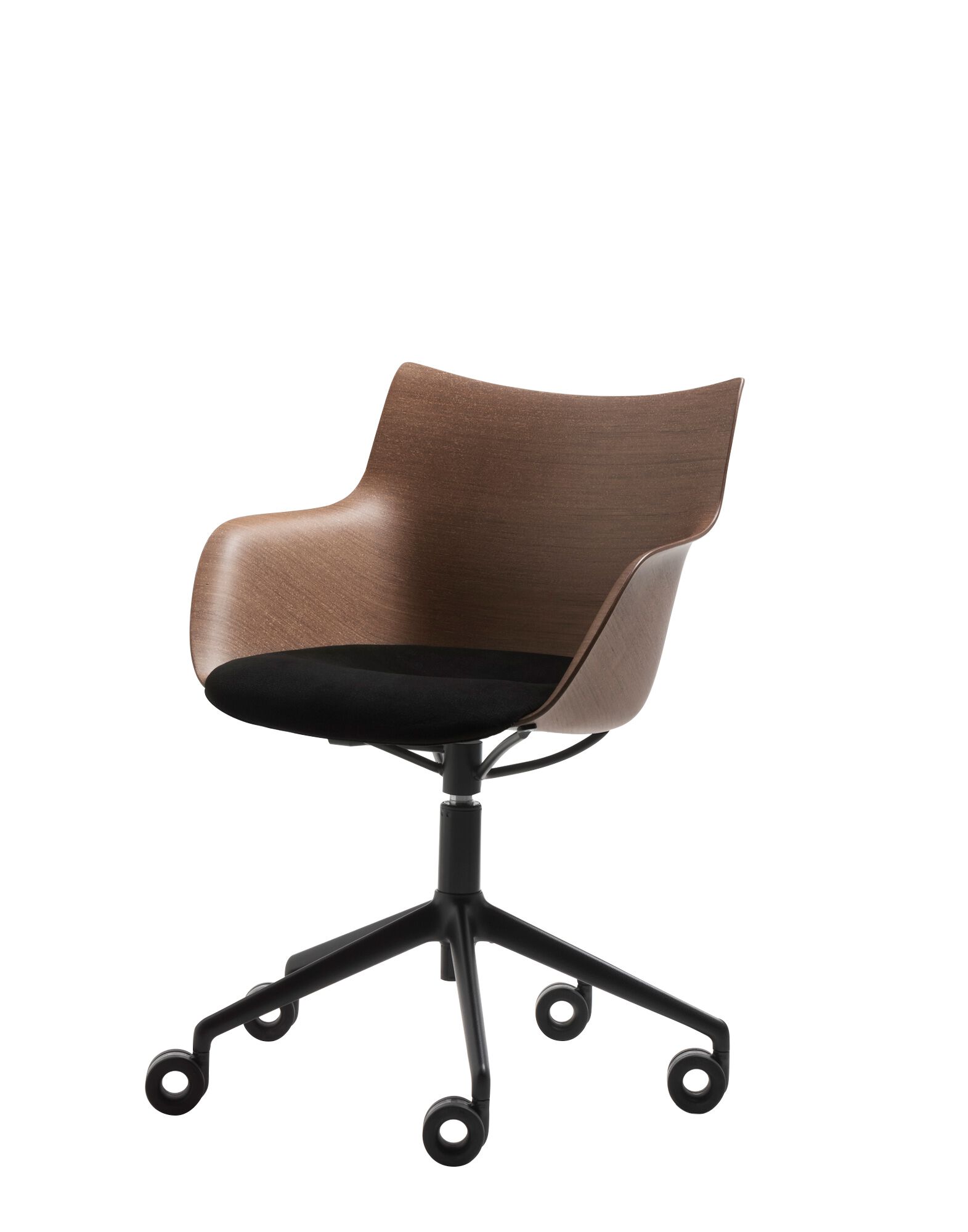 Q/WOOD SOFT Height-adjustable wood veneer chair with integrated cushion ...