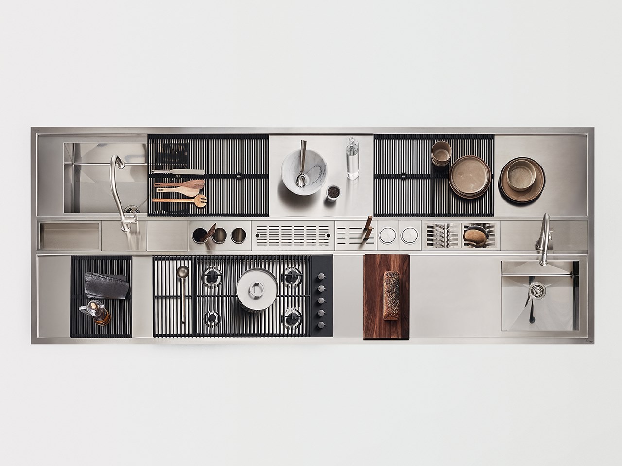 WORKTOP WITH ACCESSORISED CHANNEL Kitchen equipped track By Arc linea ...
