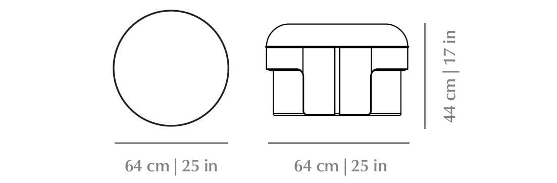 L'UNITÉ Upholstered round fabric pouf By DOOQ