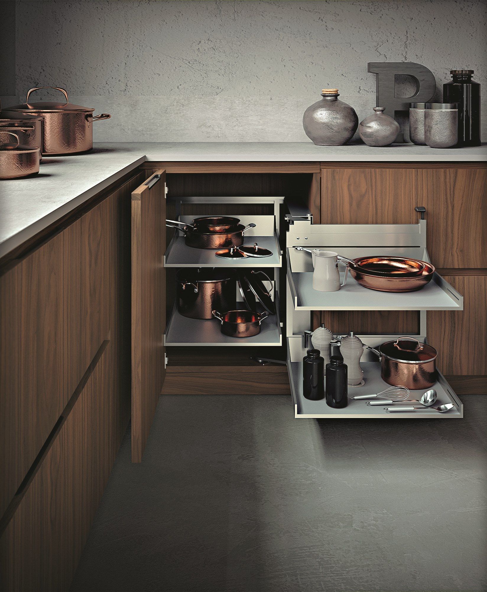 LA CUCINA Wood veneer kitchen with integrated handles By Riva 1920 ...