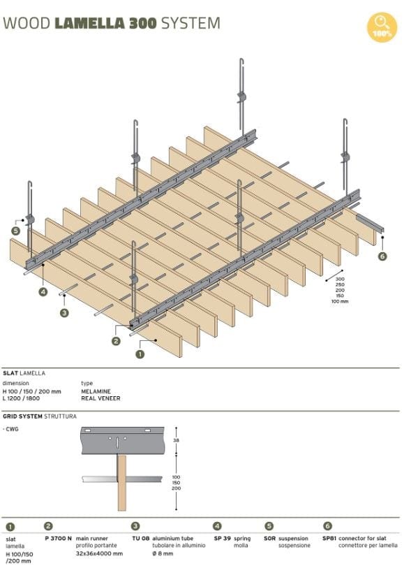 LAMELLA 300-301 Panneau pour faux-plafond By CBI Europe