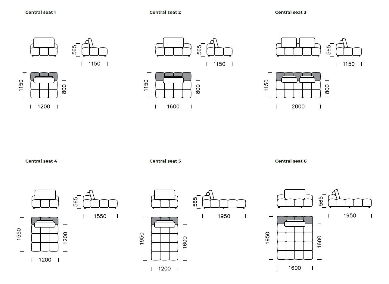 LANUBE | Sectional sofa Sectional fabric sofa with headrest By Nobonobo