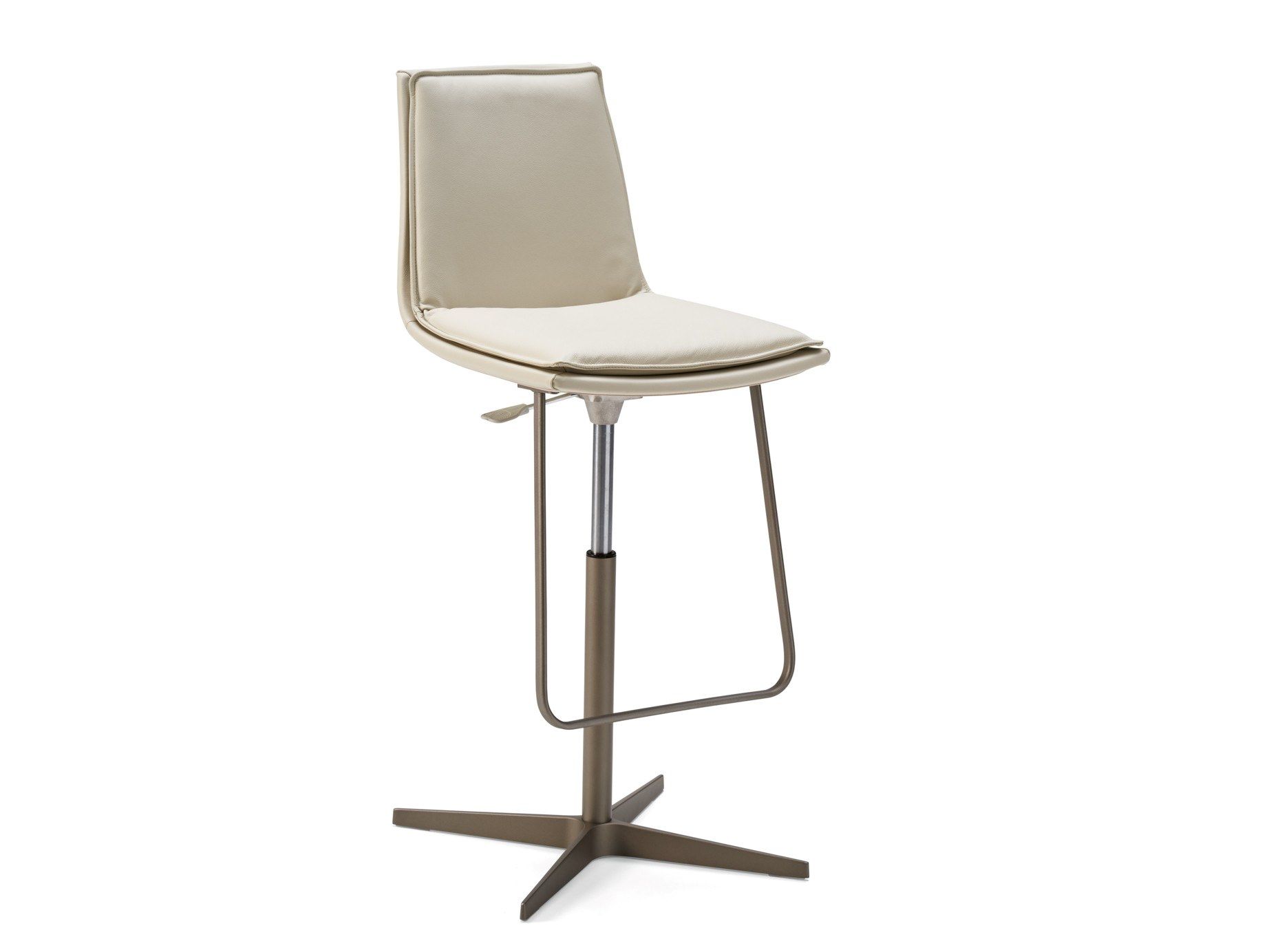 LARA With 4-spoke base leather stool height-adjustable By EFORMA