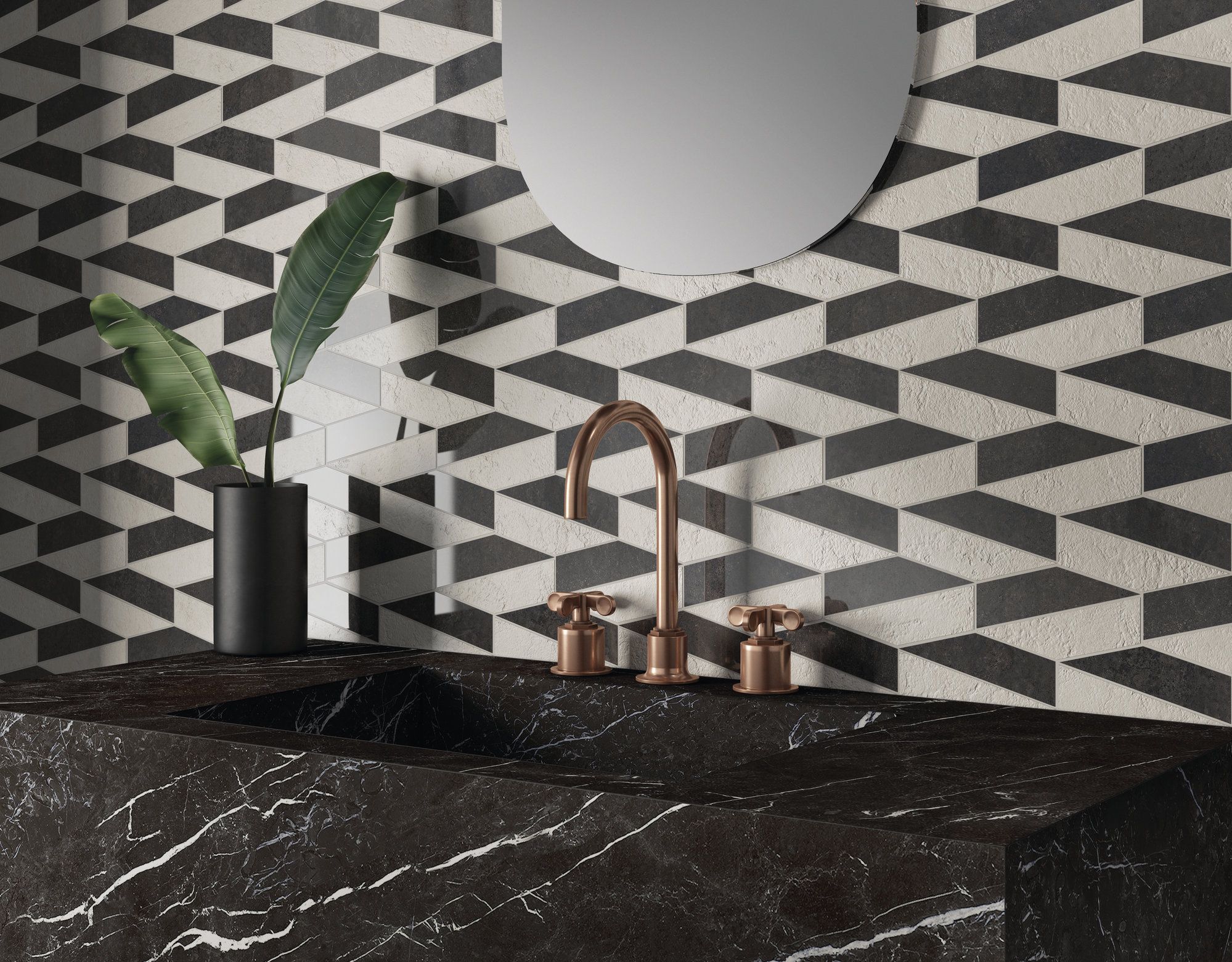 Colour shade wall/floor tiles with stone effect LAVA By Museum