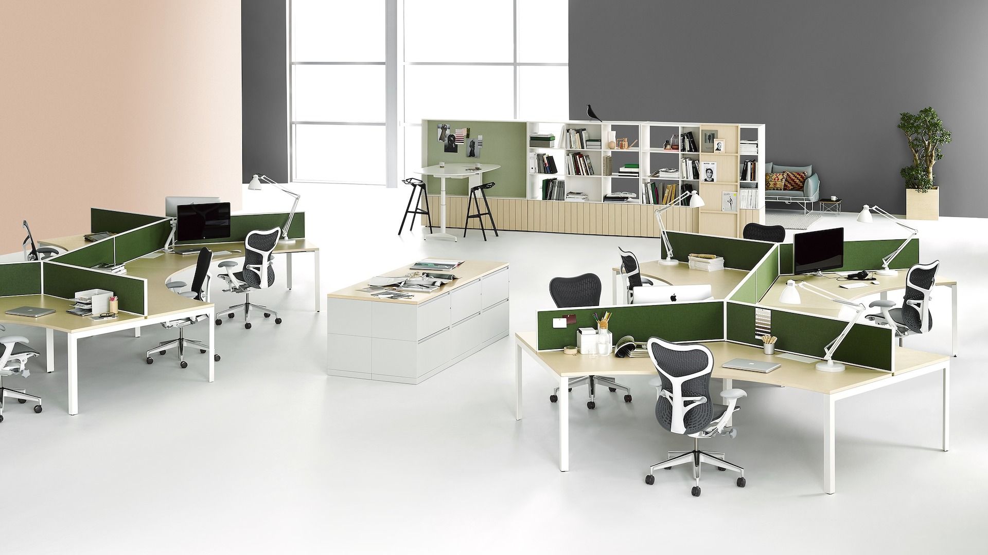 LAYOUT STUDIO Height-adjustable office desk with sound absorbing ...
