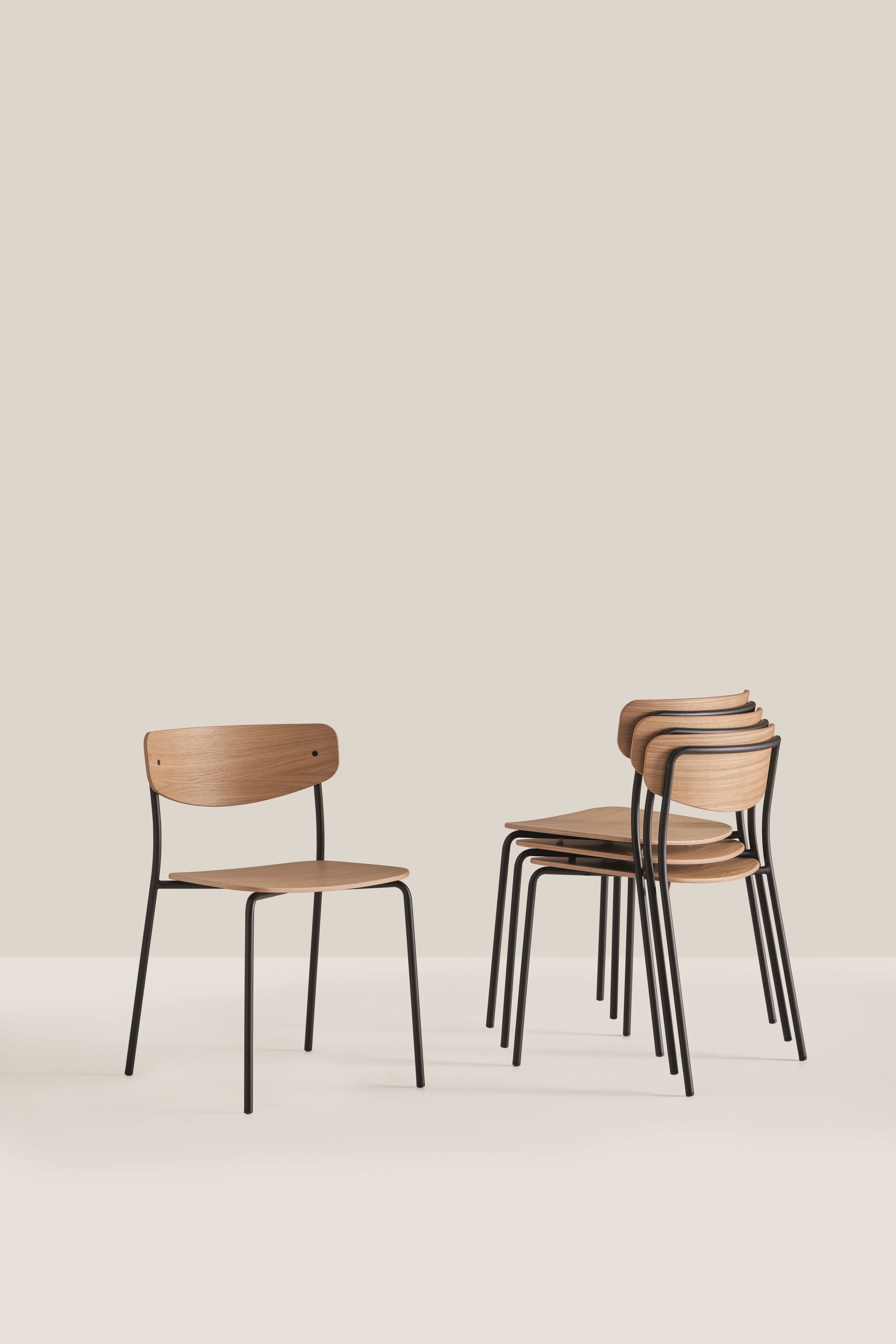 LEA Stackable wood veneer chair open back By INCLASS