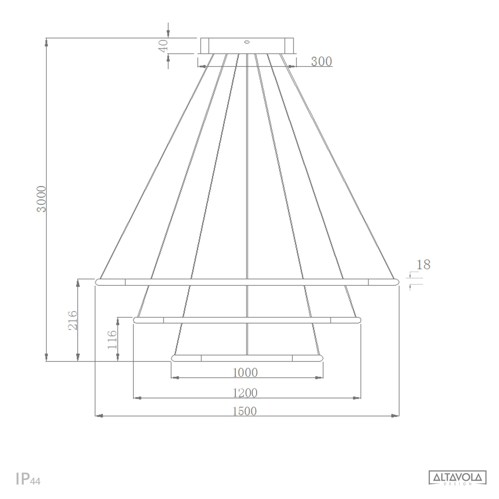 LED aluminium pendant lamp LED RINGS NO.3 By Altavola Design