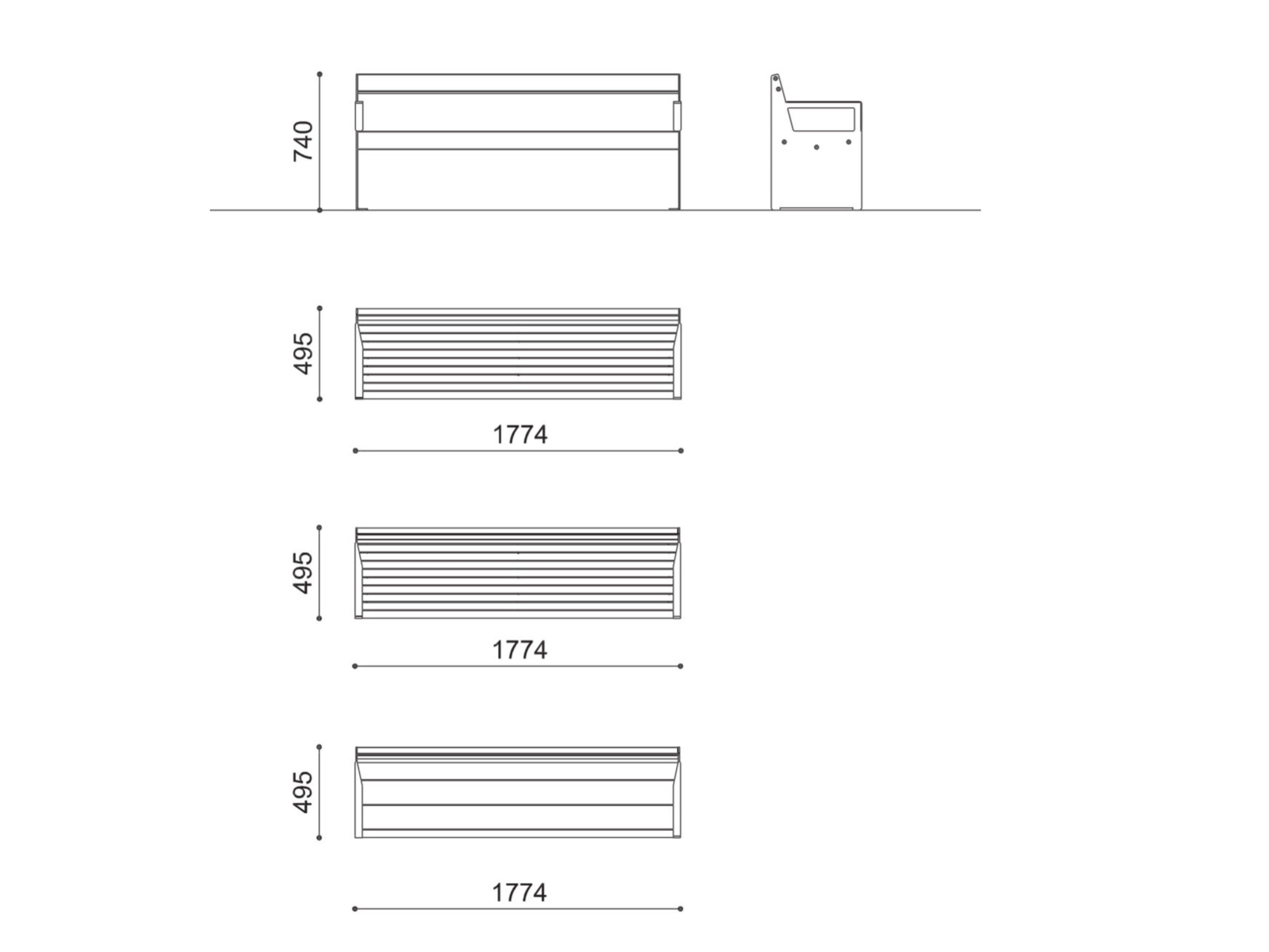 LENA | Bench with armrests Lena Collection By City Design
