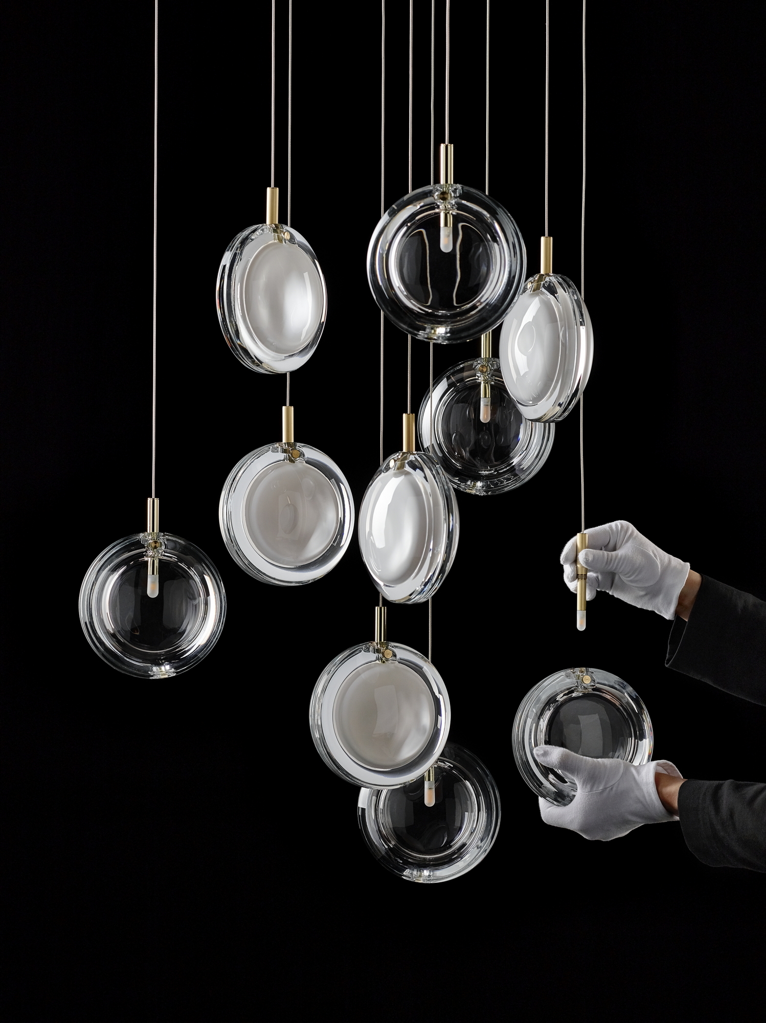 Handmade glass pendant lamp LENS By bomma design Studio deFORM