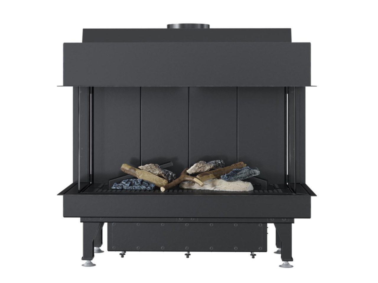 Gas built-in steel fireplace LEO LP 70 By Kratki