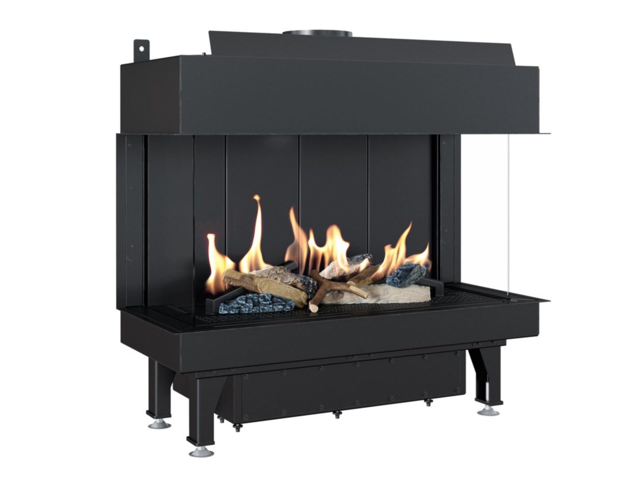 Gas built-in steel fireplace LEO LP 70 By Kratki