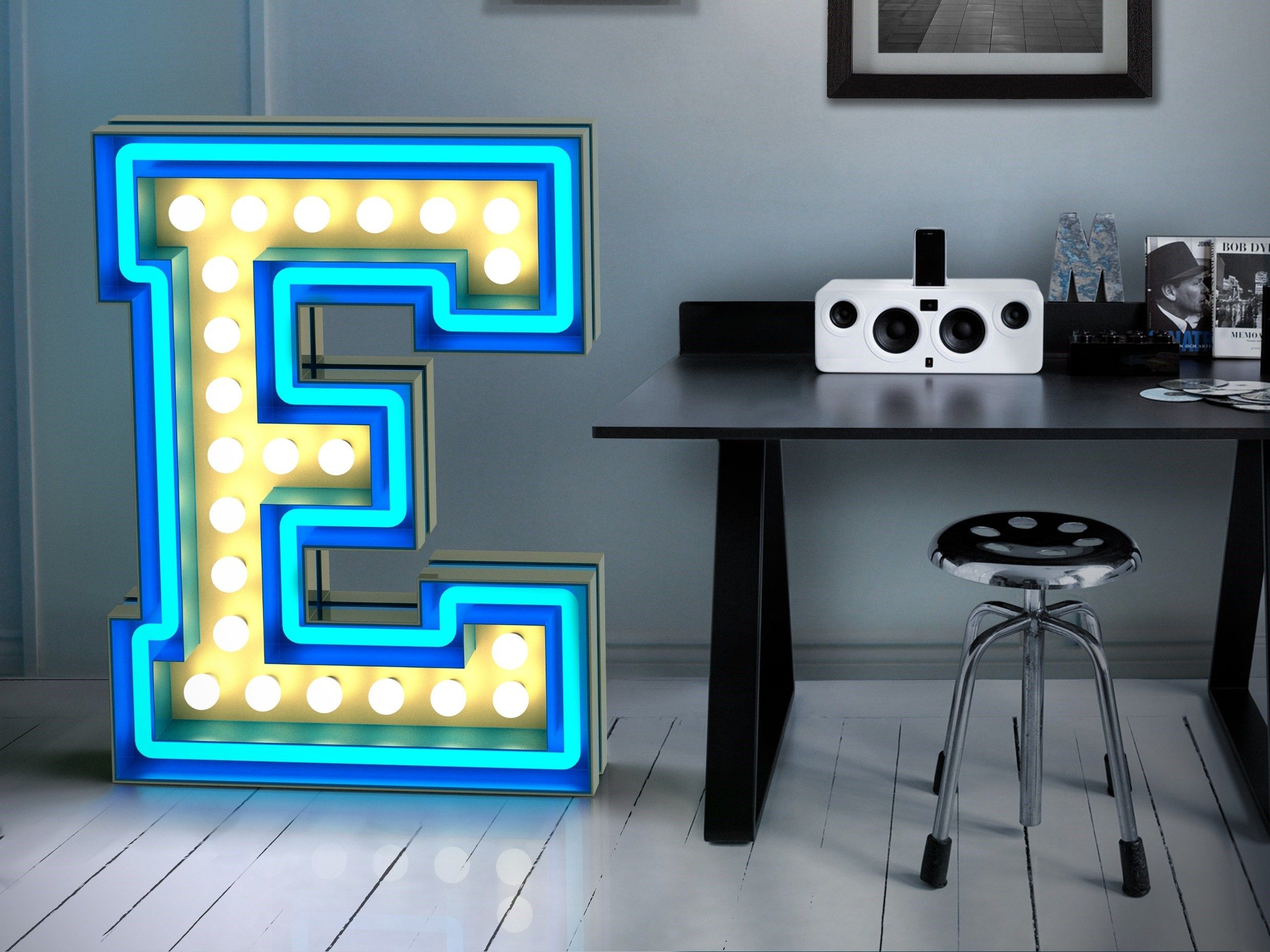 Light letter LETTER E By Delightfull