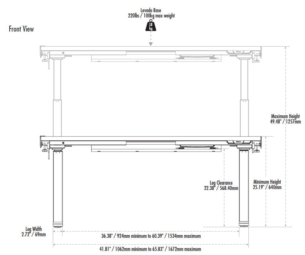 Height-adjustable desk LEVADO By Fellowes