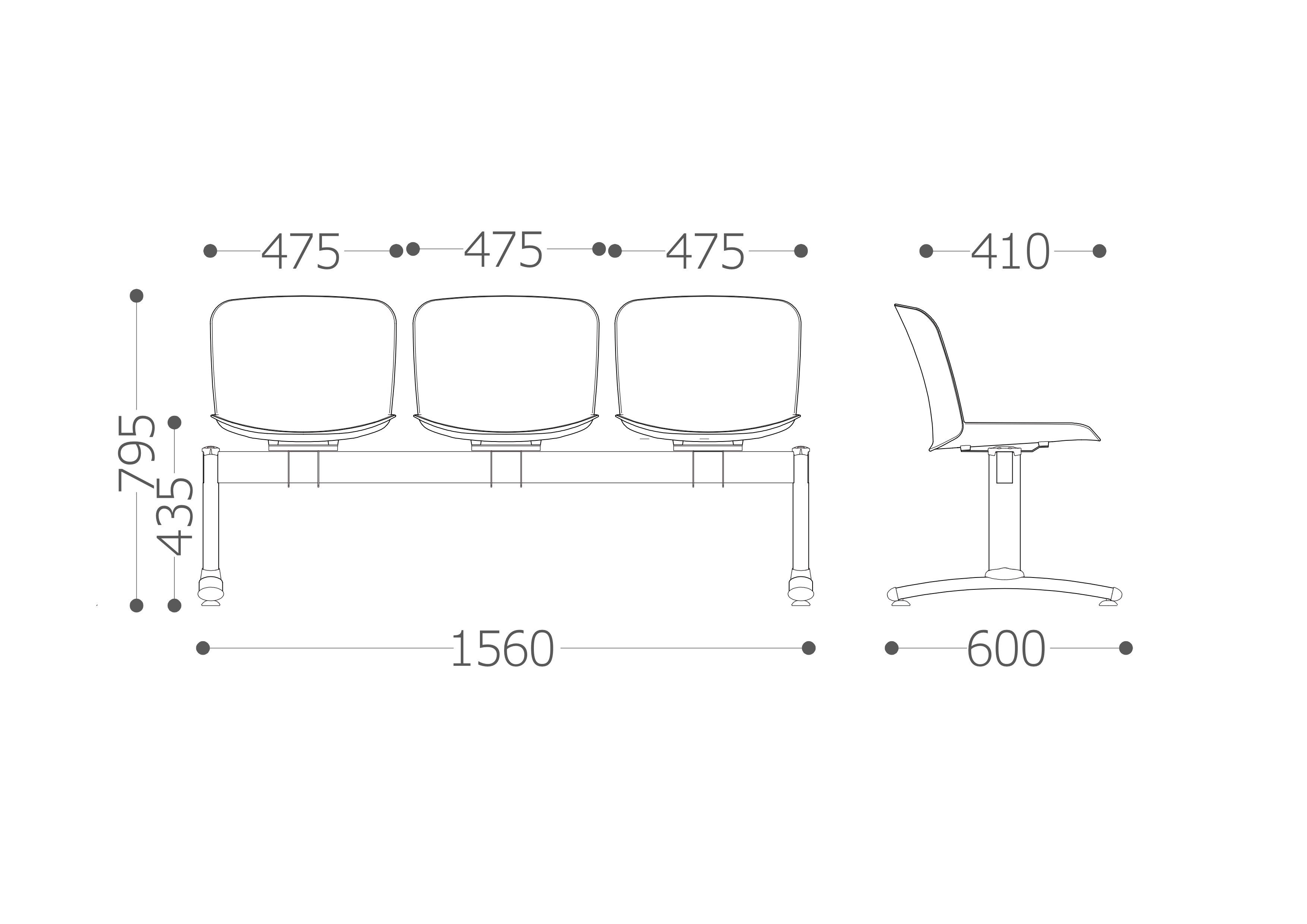 LIBERA BENCH Bancada de polipropileno para fijación al suelo By VAGHI ...