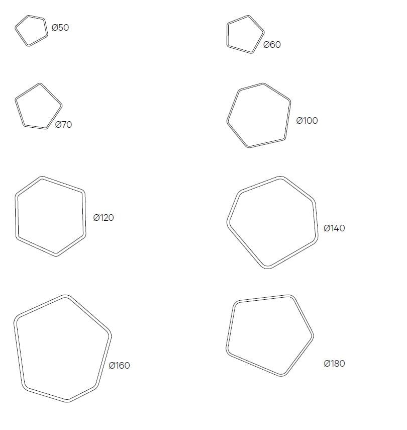 LIGHT RINGS HORIZONTAL POLYGONAL 吊灯 By Henge | design Massimo Castagna